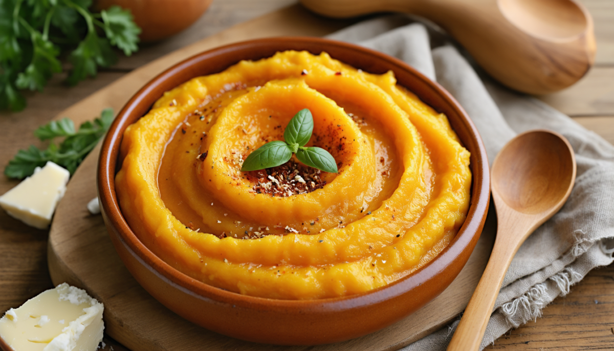 Purée butternut aux 4 épices et fromage frais : recette maison gourmande