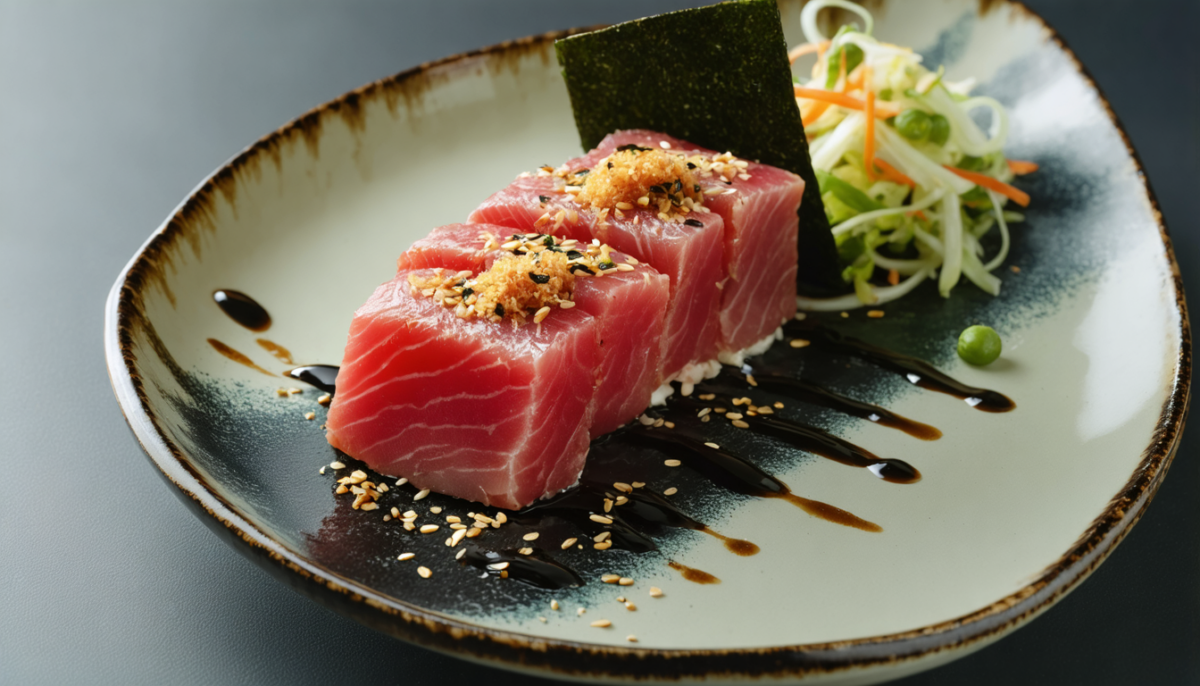 Tataki de Thon Rouge au Sésame et Salade d’Algues Fraîche